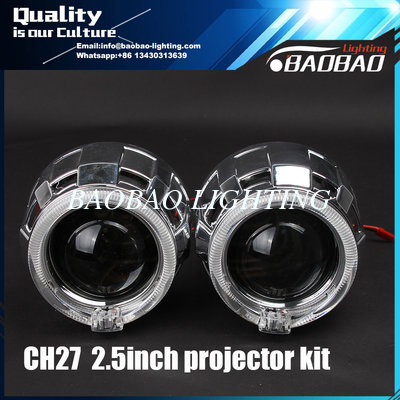 CH27  2.5inch H1 bixenon hid projector lens light with Single Crystal angel eye supplier