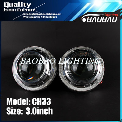 CH33  3.0inch H1 bixenon hid projector lens light with Single Crystal angel eye supplier