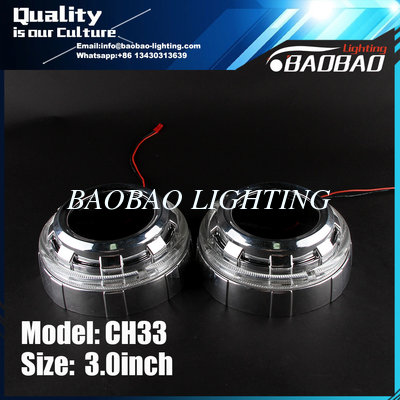 CH33  3.0inch H1 bixenon hid projector lens light with Single Crystal angel eye supplier