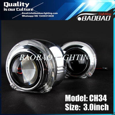 CH34  3.0inch H1 bixenon hid projector lens light with Single Crystal angel eye supplier