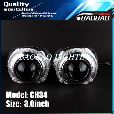 CH34  3.0inch H1 bixenon hid projector lens light with Single Crystal angel eye supplier
