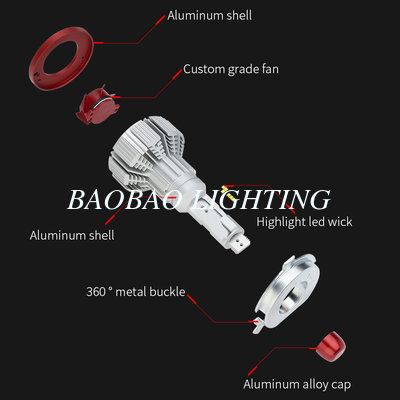 3P New 64W 12000Lumen with fan car led headlight kit supplier
