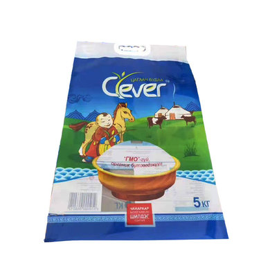 China 5 kilogram rice packaging bag PA/PE tote plastic bag 120mic portable bag supplier