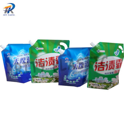 China Customized design Stand Up Plastic Liquid Detergents Spout Bags Laundry Washing detergent doypack supplier