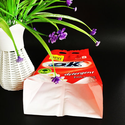 6 colors Printing plastic bag with handle 100 mic PA/PE washing powder packaging bag supplier
