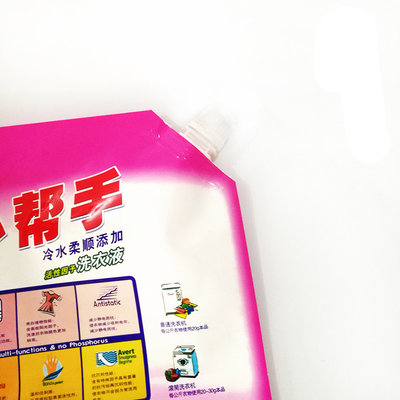 200 mic Laundry liquid packaging bag with spout stand up pouch supplier