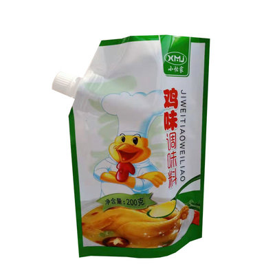 80mic food packaging bag PA/PE  plastic bag with spout Stand up pouch with bottom supplier