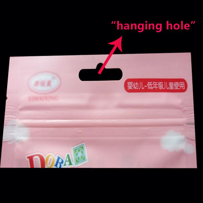 BOPP/PET/PE 100mic printing plastic bag Laminate bag with clear zipper hanging hole supplier