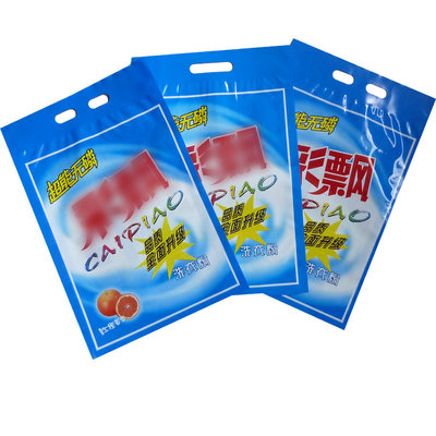 3-sides sealing plastic bag Printing washing powder packaging bag Anti-static bag with portable handle supplier