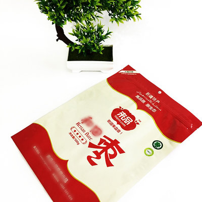 Printing zipper stand up pouch Jujube plastic bag with bottom one side VmPET  portable handle bag supplier