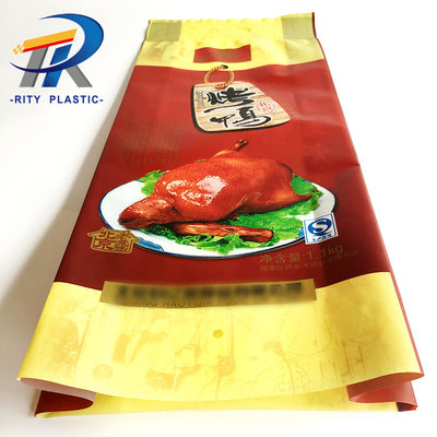 Printing accordion pocket for meat PA/PE high strength food bag with portable handle supplier