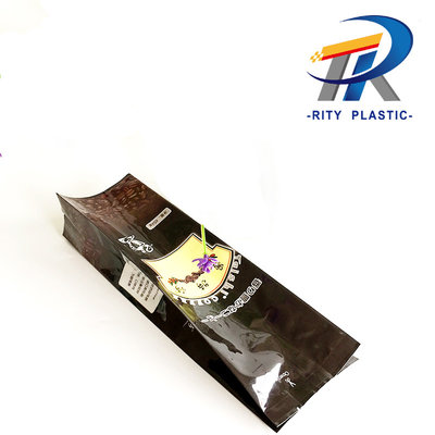 Aluminum coffee bean plastic bag PET/AL/PE accordion pocket Printing middle sealing bag supplier