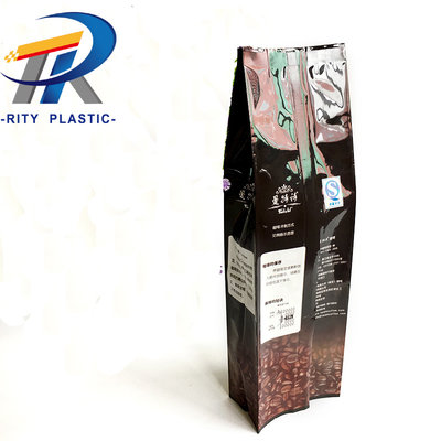 Aluminum coffee bean plastic bag PET/AL/PE accordion pocket Printing middle sealing bag supplier
