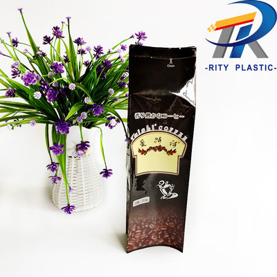 Aluminum coffee bean plastic bag PET/AL/PE accordion pocket Printing middle sealing bag supplier