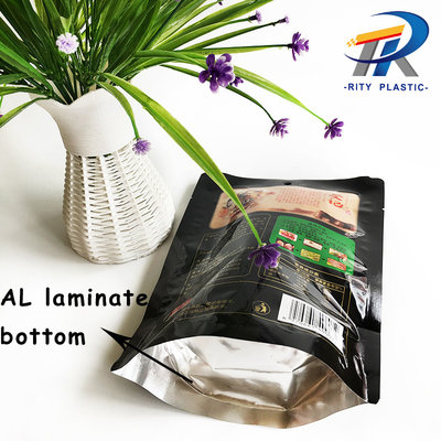 Printing liquid packaging bag good barrier performance leakproof Aluminum bottom plastic bag Stand up pouch for sauce supplier