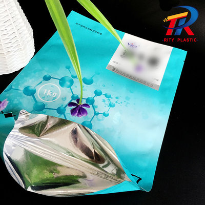 BOPP/VmPET/PE 3 sides sealing plastic bag printing laminate packaging bag for feeds supplier