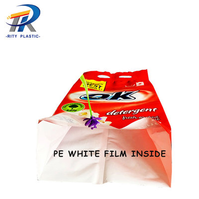 PA/PE White film washing powder packaging bag good  beautiful printing and laminate middle sealing bag supplier