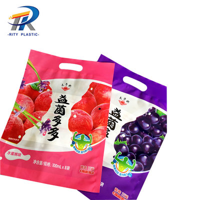 Yogurt packaging bag BOPP/PE beautiful colors plastic with handle supplier