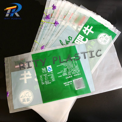 PE food packaging bag meat plastic bag 60mic transparent bag hot cutting sealing bag supplier