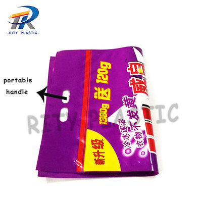 Custom Printed Detergent Washing Powder Plastic Packaging with portable handle for 1.5kg supplier