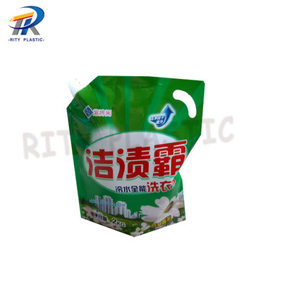 customized spout Stand up pouch plastic liquid detergent packaging bag supplier