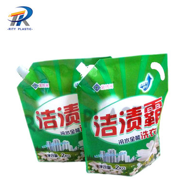 customized spout Stand up pouch plastic liquid detergent packaging bag supplier