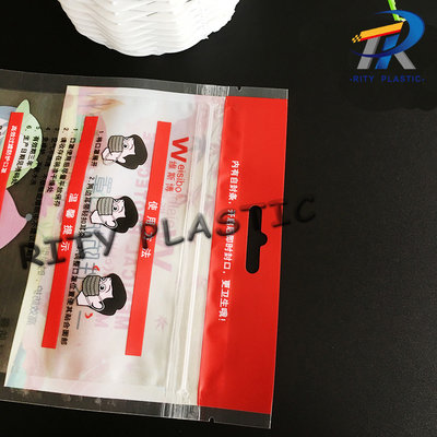 Customized printing heat seal facial mask plastic packaging bags zipper plastic packaging with portable handle supplier