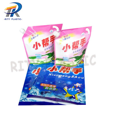 Manufacture Cusomized liquid Detergent Plastic Packaging Bag with spout nylon leak proof doypack supplier