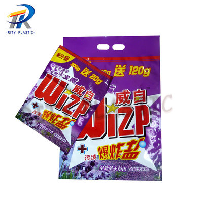 powder Detergent Packaging Plastic Bag with hang hole 80mic laminate detergent bag supplier