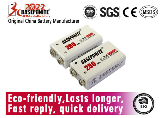 9V NIMH Rechargeable Batteries, 280mAh Low Self-Discharge Square Battery for Smoke Alarm/Detector