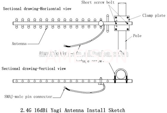 Directional WiMAX LTE 4g Yagi Outdoor Antenna 16 DBi 16 Elements 2300 - 2700MHz