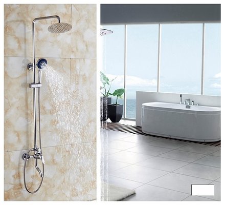 Wall Mount Bathroom Rain Shower Spray Set Kits With Handheld Contemporary