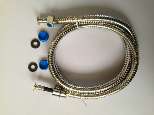Polished Brass Shower Hose , Extra Long Hand Held Shower Hose Double Lock