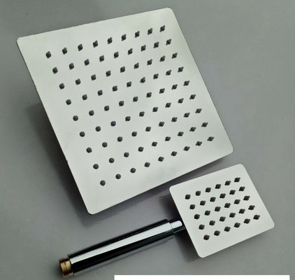 ABS Chrome Rectangular Overhead Rain Shower Head With Handheld Sprayer