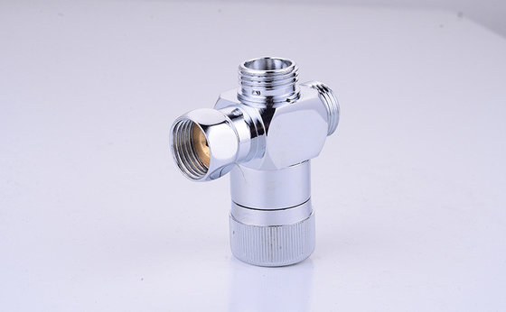 Chrome Plated Silver Shower Water Diverter Valve Three Way For Handshower