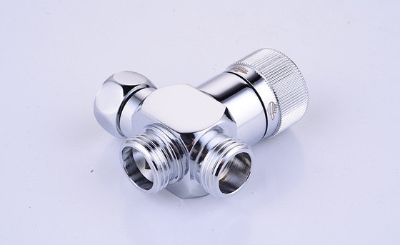 Chrome Plated Silver Shower Water Diverter Valve Three Way For Handshower