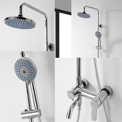 Brass Chrome Shower Mixer Set , Round Wall Mounted Shower Mixer