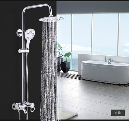Exposed Shower Mixer Set With Round Shower Head Multilayer Electroplating