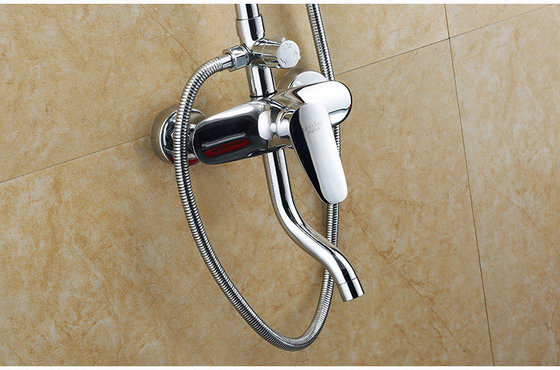 Eco Friendly Bathroom Exposed Shower Set , Square Showerhead And Faucet Sets