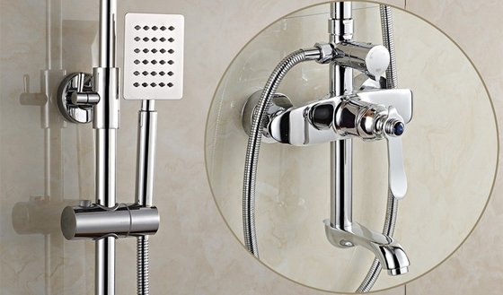 Popular Bathroom Exposed Shower Mixer Set , Rainfall Mixing Rain Shower Set