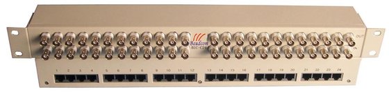 24 E1 G.703 Balun Panel 75ohm to 120ohm Impedance Converter BNC coax to RJ45