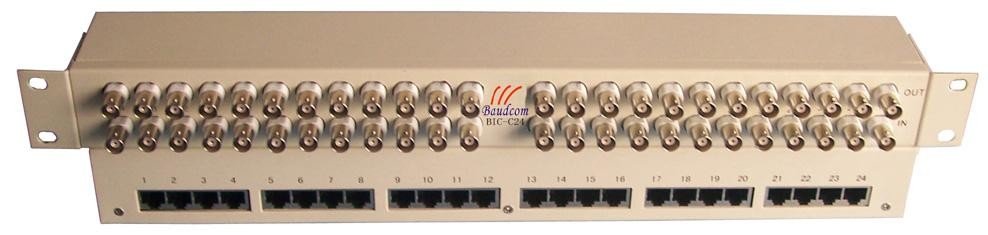 24 E1 G.703 Balun Panel 75ohm to 120ohm Impedance Converter BNC coax to RJ45