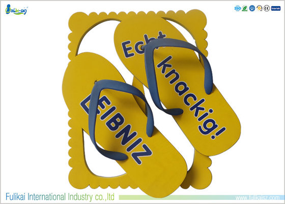 Summer Promotional Yellow Die Cut EVA Flip Flops With Heat Transfer Printing