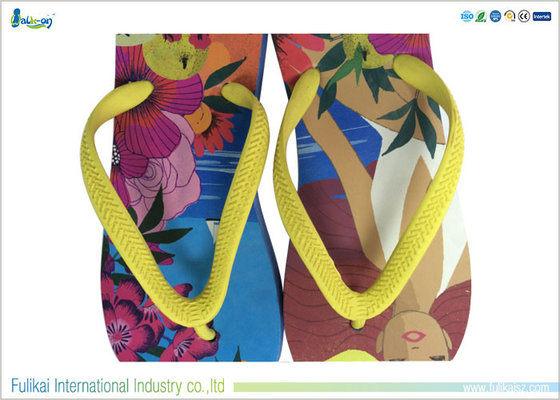 Heat Transfer Printing Beach Slipper With EVA And Rubber Strap Material