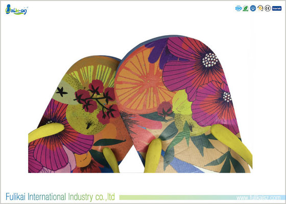 Heat Transfer Printing Beach Slipper With EVA And Rubber Strap Material