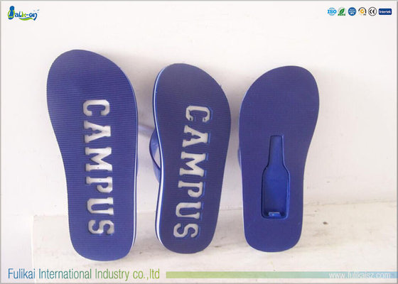 OEM Leisure Blue EVA Beach Slipper PVC Strap With Bottle Opener