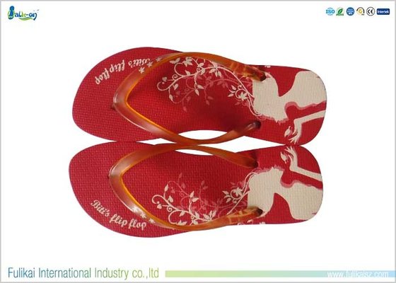 Red Lady EVA Flip Flops Women Size 9 Summer Silk Printing Design
