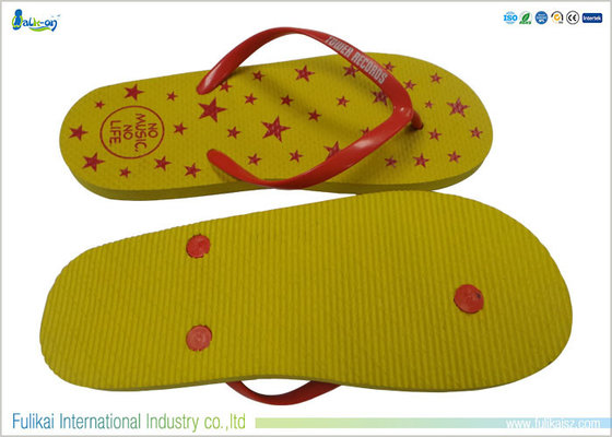 Summer Yellow Beach Slipper Silk Printing EVA Flip Flops For Boys