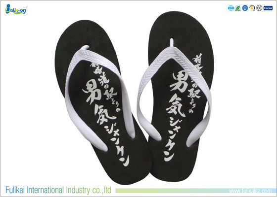 Black Size 12 Man Eva Flip Flops Leisure Silk Printing For Beach