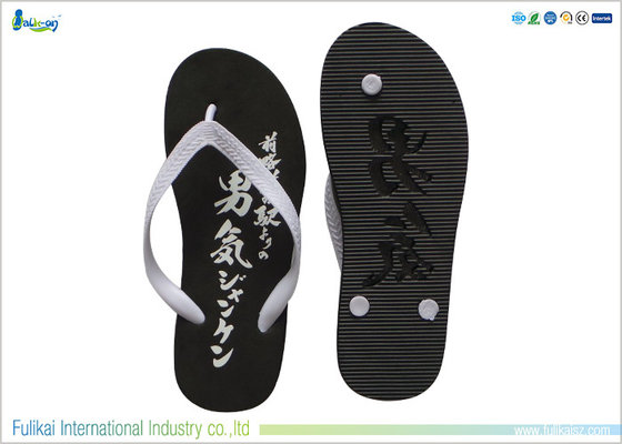 Black Size 12 Man Eva Flip Flops Leisure Silk Printing For Beach